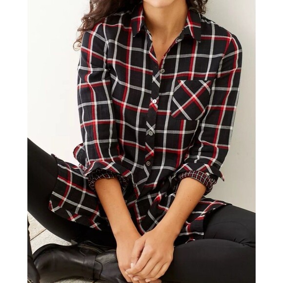 J. Jill | Tops | J Jill Large Perfect Plaid Double Cloth Long Tunic Top ...